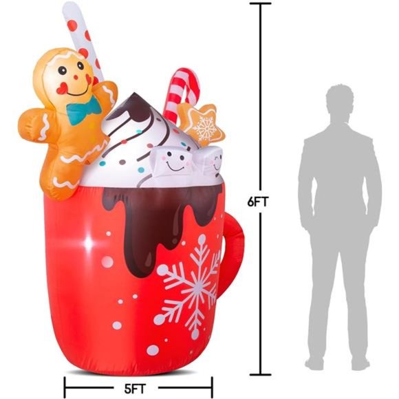 Holiday | 6 Ft Christmas Inflatable Hot Cocoa Mug Decor With Builtin ...